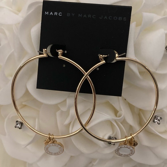 Marc By Marc Jacobs | Jewelry | Nwt Marc Jacobs White Gold Logo Hoop ...